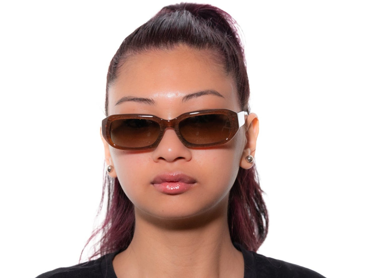 2000s LA PERLA SPE032 sunglasses, rectangular frame, glossy brown ...